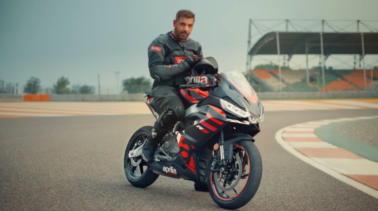 John Abraham captures the thrill of riding in the Aprilia RS457 ad ...
